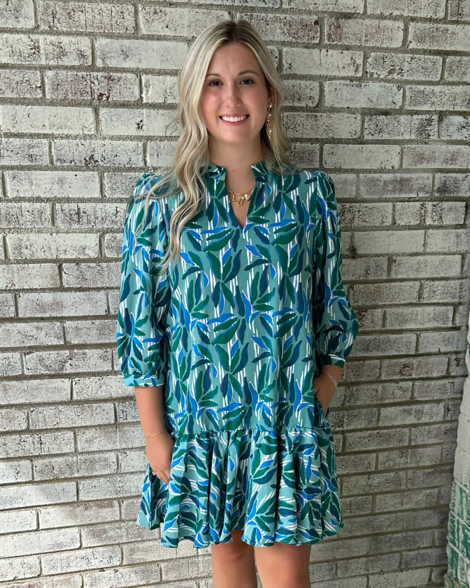 64634 Mary Square The Naomi Dress in Reflecting Pool Green – Genelles